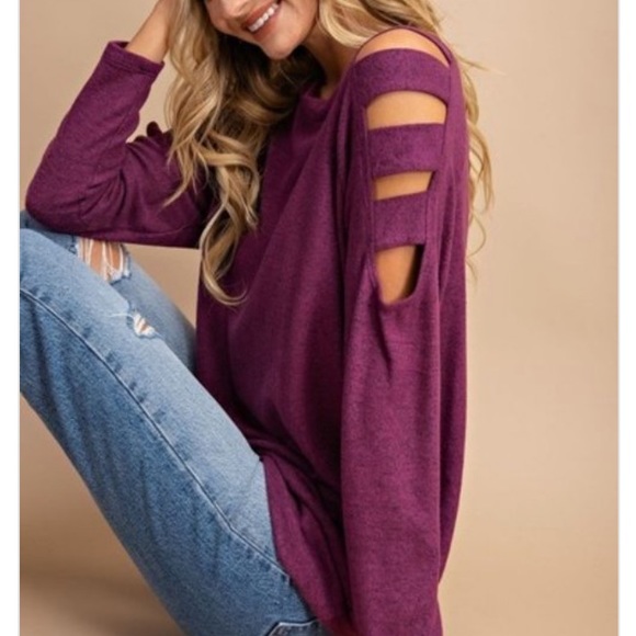 Tops | Last Plum Ladder Cut Out Hacci Knit Top | Poshmark